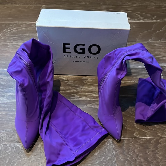 EGO | Shoes | Ego Thigh High Stretch Purple Pointy Toe Boot | Poshmark